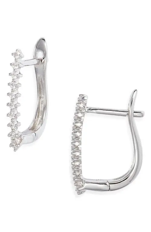Meira T Diamond Oval Hoop Earrings - White Gold