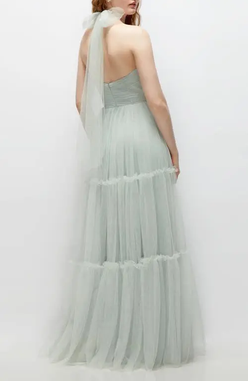 Dessy Collection Tiered Tulle Evening Gown With Convertible Straps