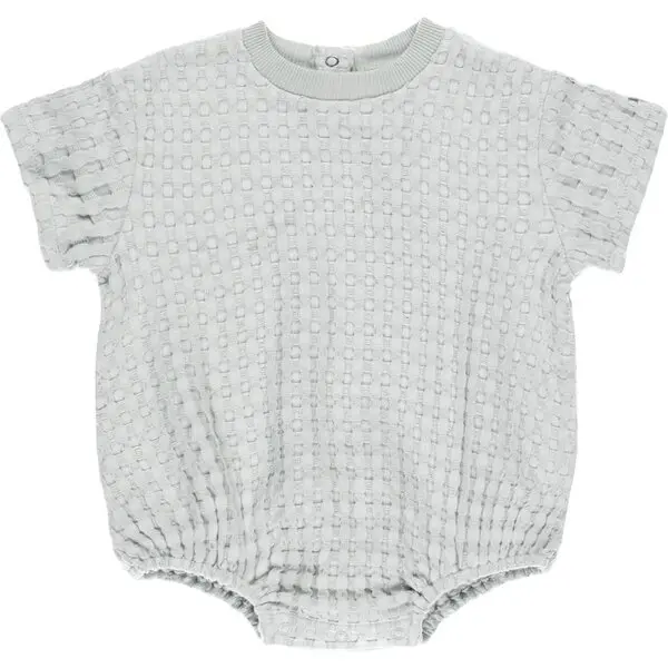 QUINCY MAE Waffle Stitch Bubble Romper - Sky