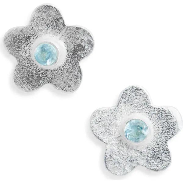 SHANA CAVE Small Flower Stud Earrings - Blue Topaz