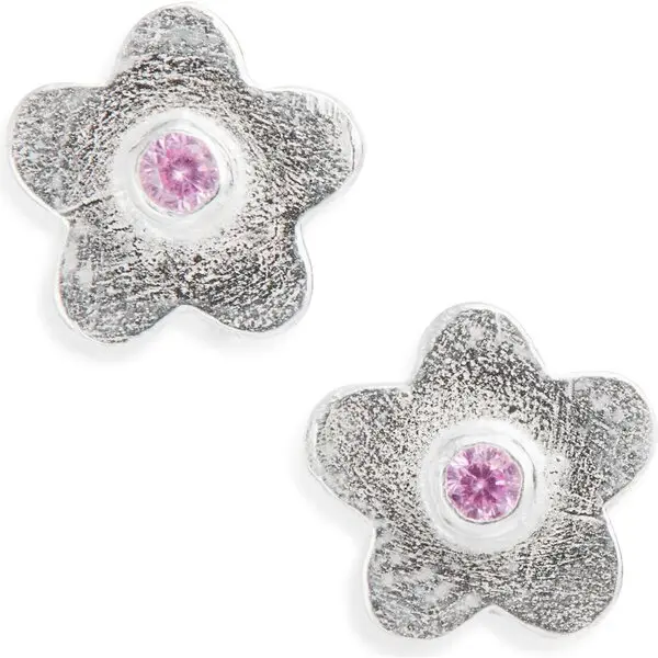 SHANA CAVE Small Flower Stud Earrings - Pink Sapphire