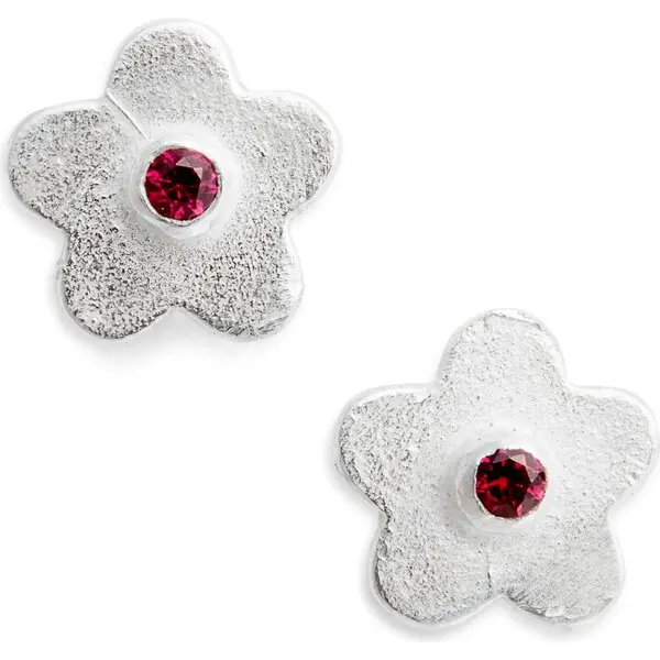 SHANA CAVE Small Flower Stud Earrings - Ruby