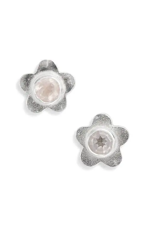 SHANA CAVE Medium Flower Stud Earrings - Rose Quartz