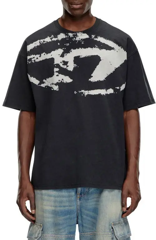 DIESEL® T-boxt-n14 Flocked Logo T-shirt - Black