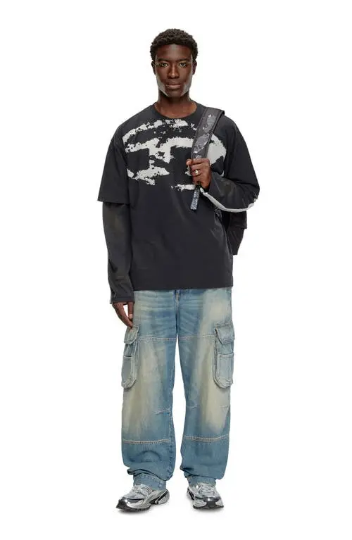 DIESEL® T-boxt-n14 Flocked Logo T-shirt - Black