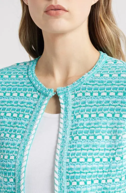 Ming Wang Mixed Stitch Short Sleeve Cardigan