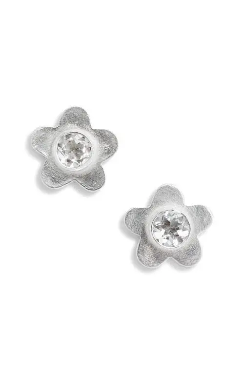 SHANA CAVE Large Flower Stud Earrings - Clear Quartz