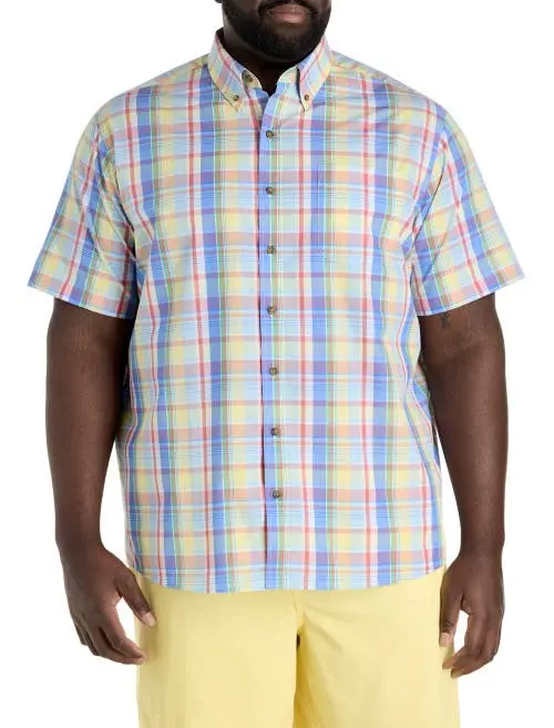 HARBOR BAY BY DXL Big & Tall Easy-care Large Plaid Sport Shirt - Yellow Multi