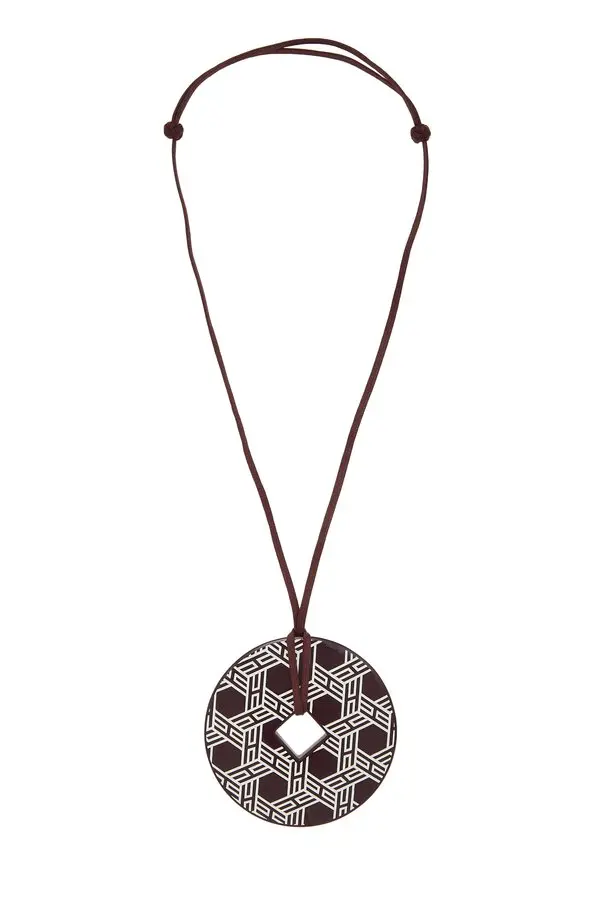 Hermès Acrylic Tsuba Necklace - Burgundy