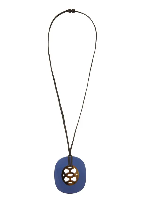 Hermès Acrylic Lift Pendant Necklace - Blue
