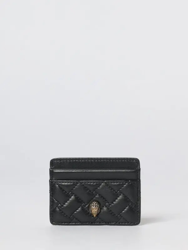 Kurt Geiger Quilted Leather Card Holder With Rhinestone Logo - Black
