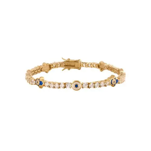 KARMA AND LUCK Evil Eye & Hamsa Tennis Bracelet - Gold