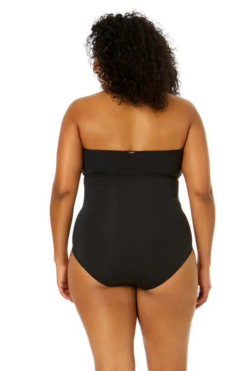 ANNE COLE PLUS Plus Twist Front Shirred One Piece Swimsuit