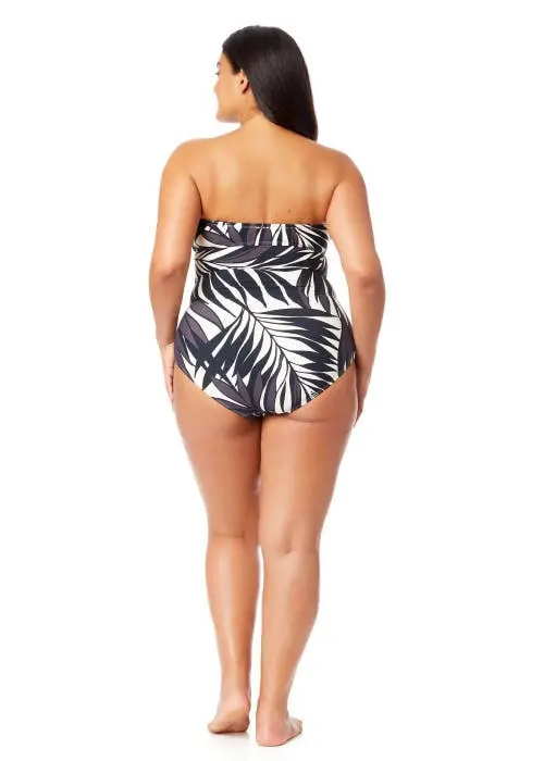 ANNE COLE PLUS Plus Twist Front Shirred One Piece Swimsuit - Palm Chic