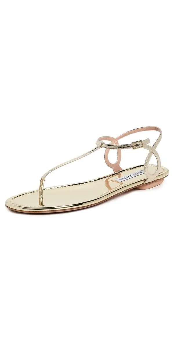AQUAZZURA Almost Bare Flat Sandals - Soft Gold