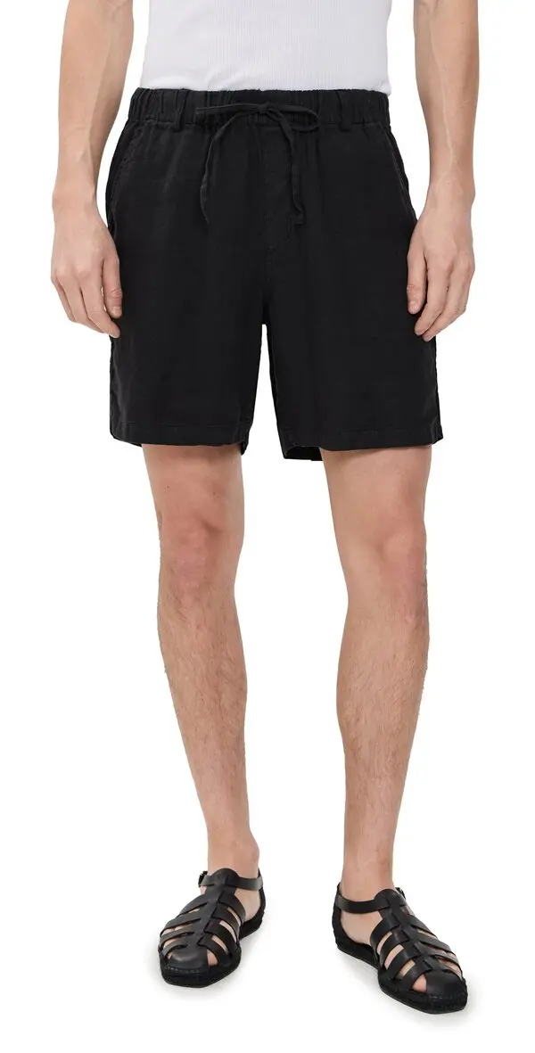 BATHER Linen Leisure Shorts - Black