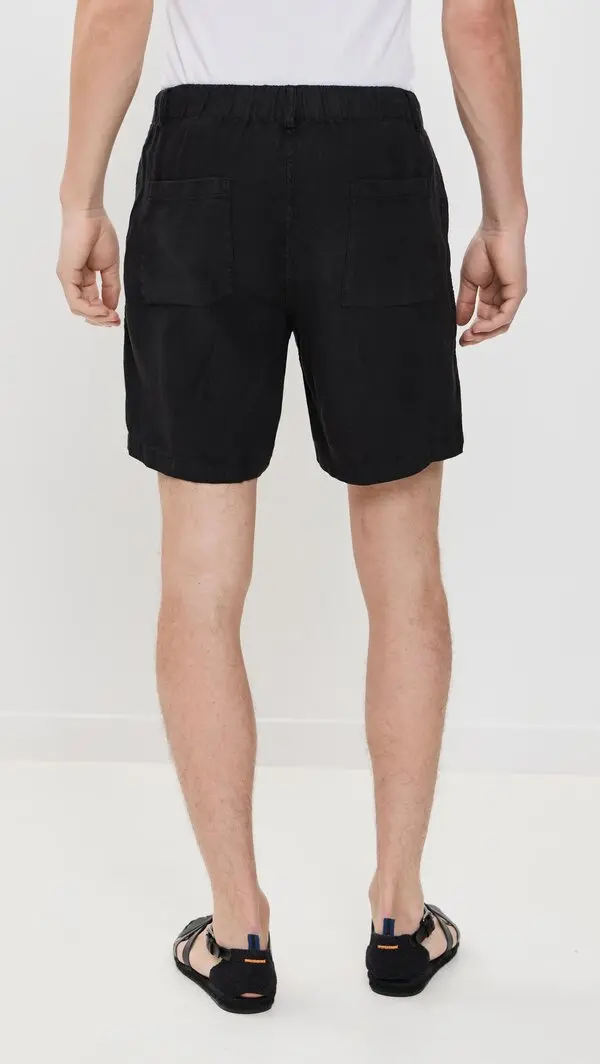 BATHER Linen Leisure Shorts - Black