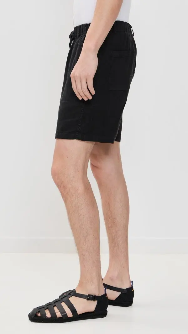 BATHER Linen Leisure Shorts - Black