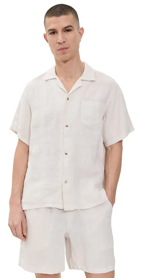 BATHER Pearl Linen Shirt - White