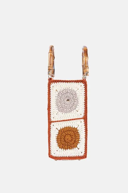 JELAVU Dottie Crochet Crossbody Bag With Rattan Handle
