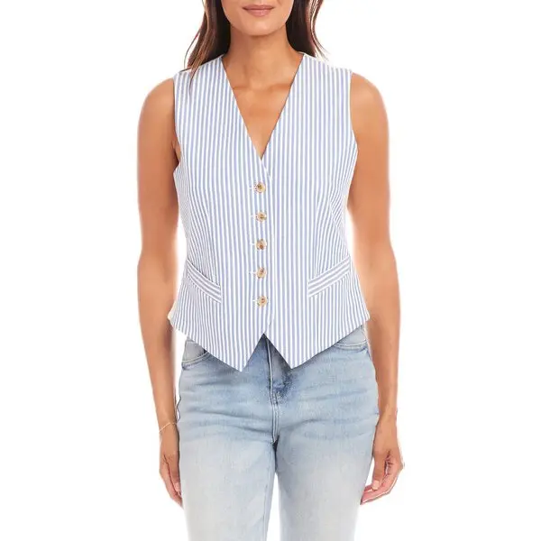 Karen Kane Striped Buttoned Vest