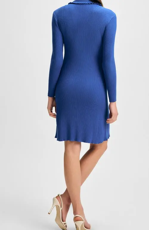 Isaac Mizrahi New York Ruffle Collar Knit Dress In French Blue - 60% Off |  Editorialist