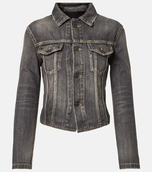 Balenciaga Lace-up Denim Jacket - Grey
