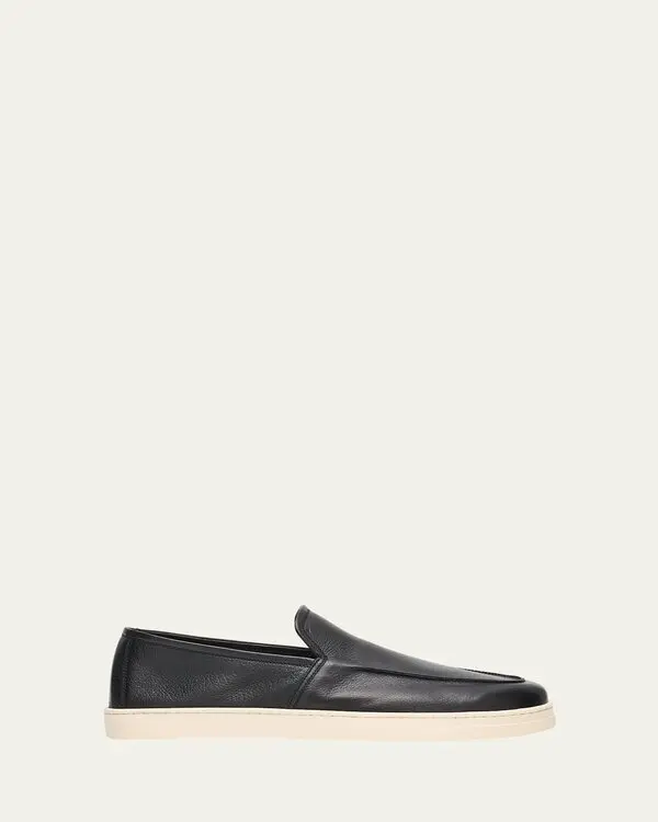 Bergdorf Goodman Buffalo Leather Loafers - Black