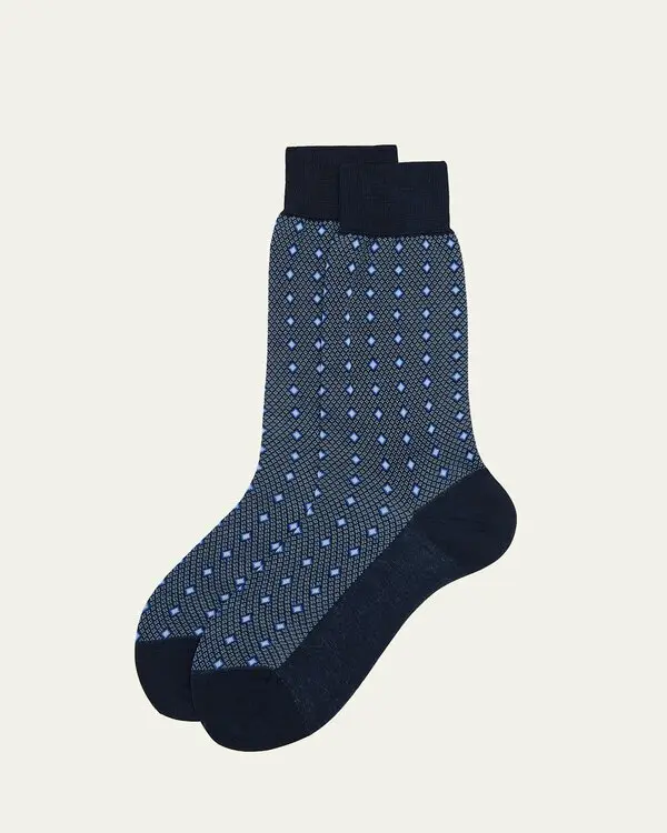 BRESCIANI Diamond-woven Crew Socks - Navy