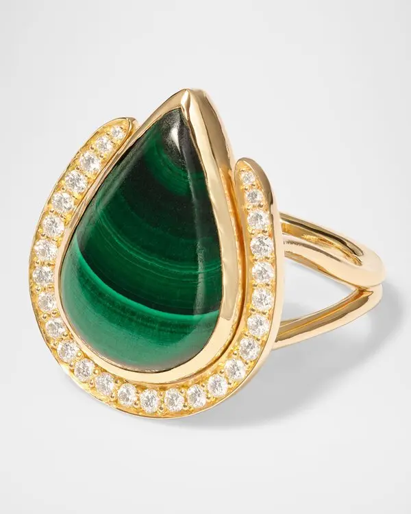 JAMIE TURNER Victoria Diamond And Ring - Malachite