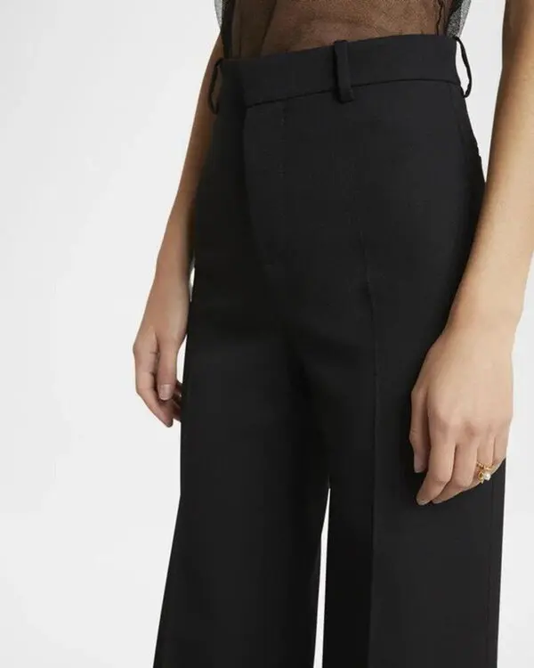 Chloé Wool Grain De Poudre Flare Trousers - Black