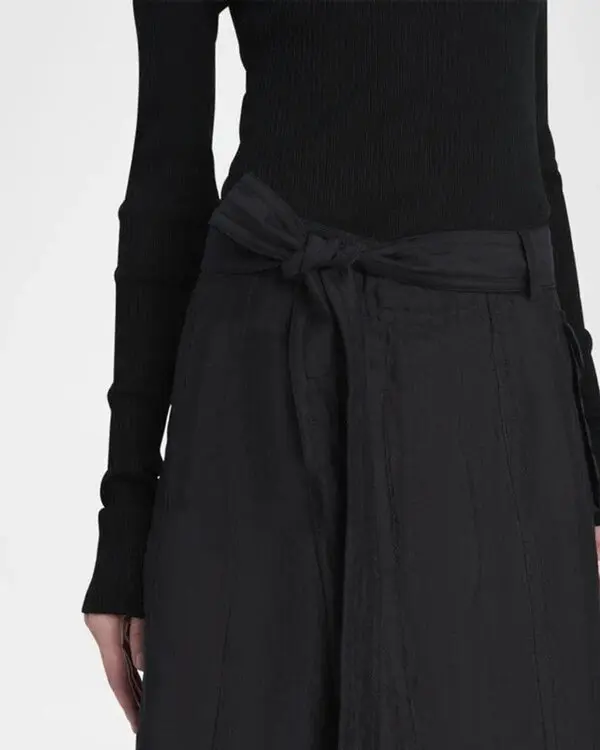 FERRAGAMO Triple Silk Organdie Belted Skirt