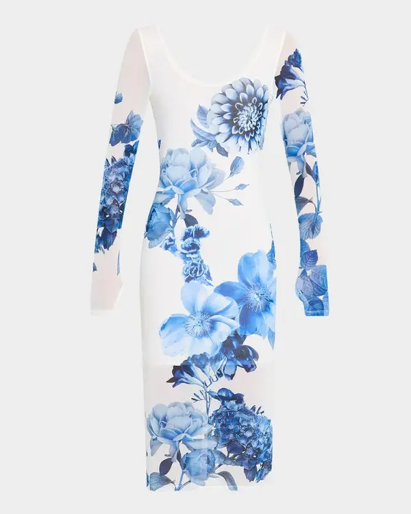 Alice + Olivia Delora Floral-printed Mesh Dress - Affection