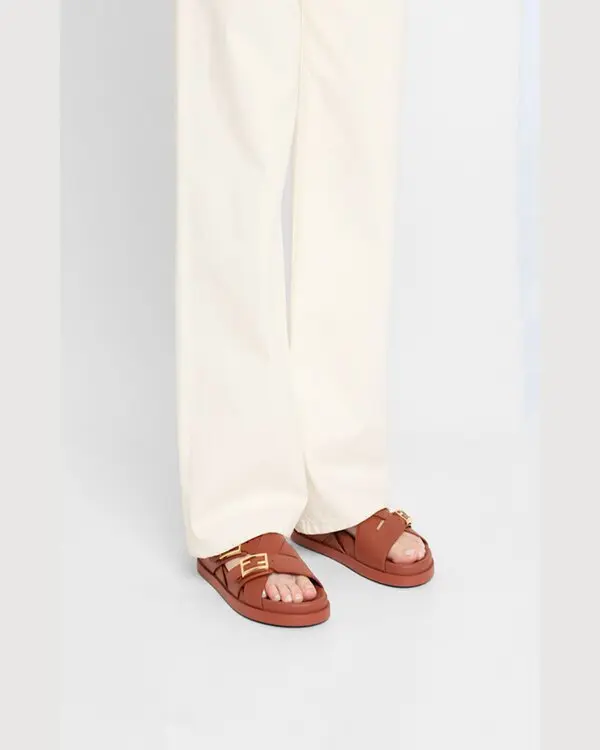 Fendi Feel Leather Slingback Sandals