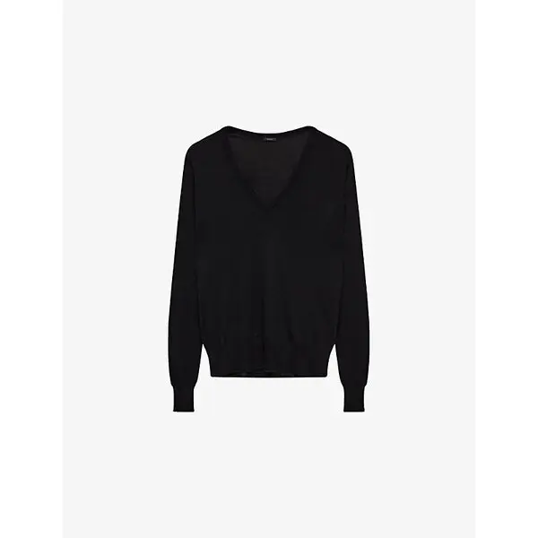 JOSEPH Cashair V-neck Cashmere Jumper - Black