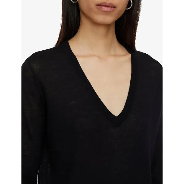 JOSEPH Cashair V-neck Cashmere Jumper - Black