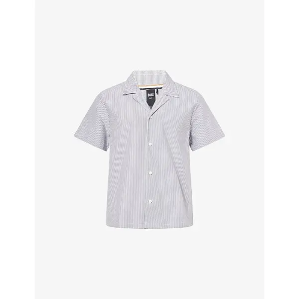 BOSS Velvetfish Camp-collar Woven Shirt - Navy