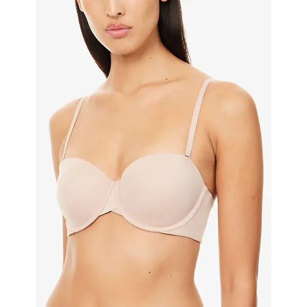 Calvin Klein Perfectly Fit Strapless Demi Stretch-woven Bra - Cedar