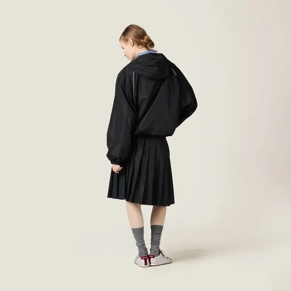 Miu Miu Technical Silk Zipper Blouson Jacket - Black | Editorialist