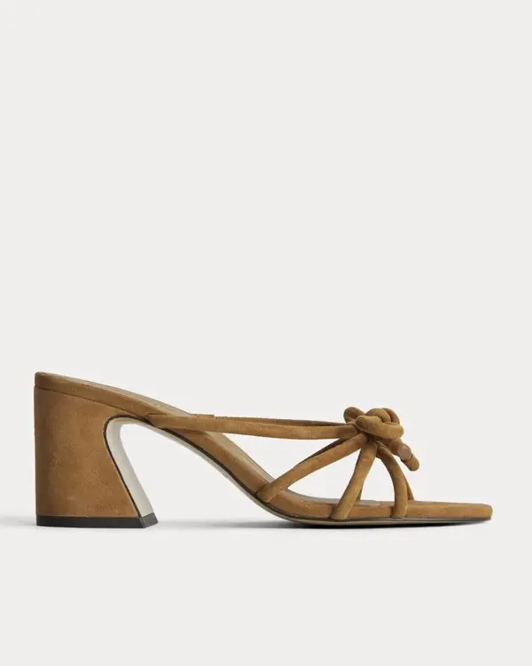 Everlane Bow Heel Sandals - Canyon Brown Suede