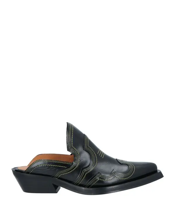 GANNI Leather Mules - Black