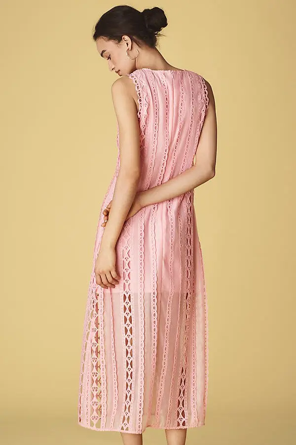 Endless Rose Textured Sleeveless Midi Dress - Pink