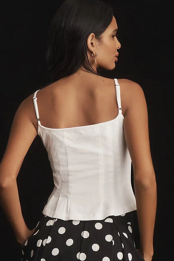 PILCRO Pintuck Square-neck Tank Top