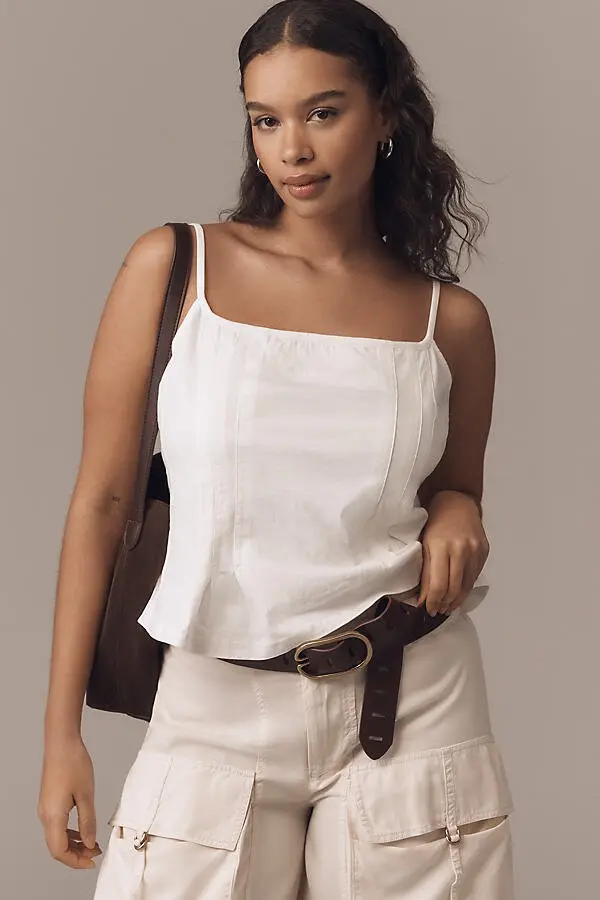 PILCRO Pintuck Square-neck Tank Top