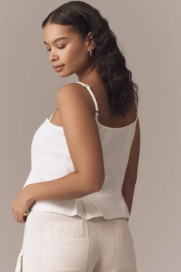 PILCRO Pintuck Square-neck Tank Top