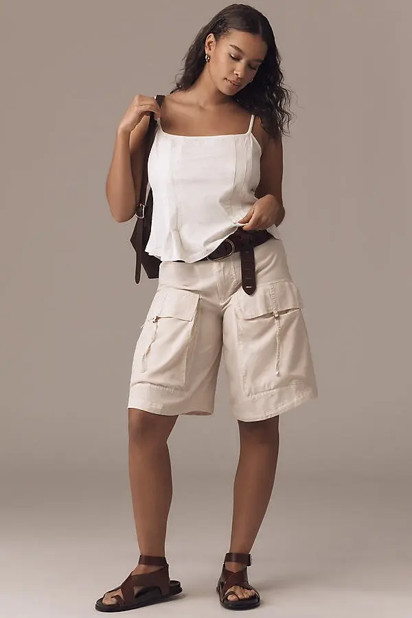 PILCRO Pintuck Square-neck Tank Top