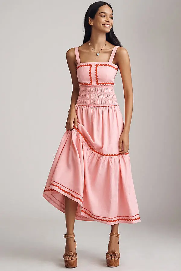 cotton dress with lining Hand Embroidered Lily Dress