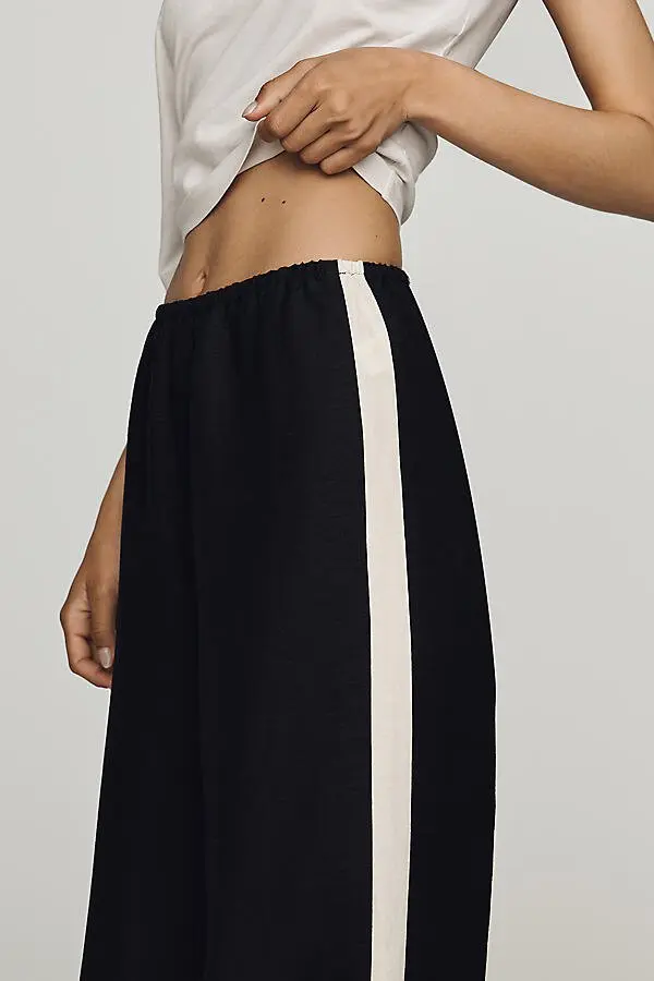 Sanctuary Linen Blend Track Pants - Black/summer Sand