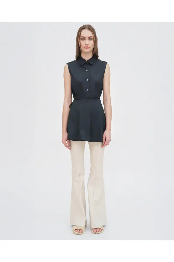 Rosetta Getty Sleeveless Asymmetric Apron Shirt