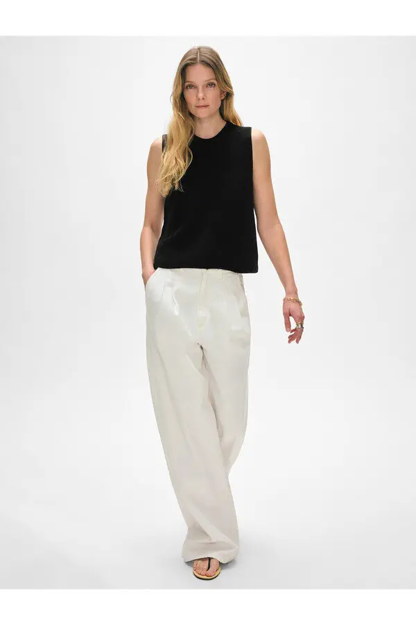 WHITE & WARREN White + Warren Linen Blend Shell Tank